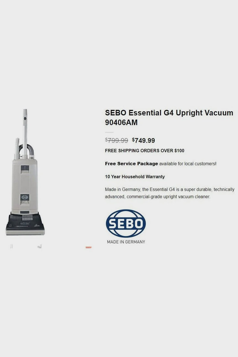 SEBO G4 Upright Vacuum – Mike's Hobby