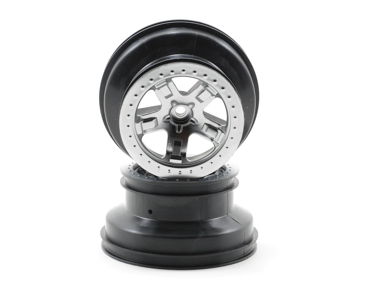 Traxxas Dual Profile Short Course Wheels (Satin Chrome) (2) (Slash Rea ...