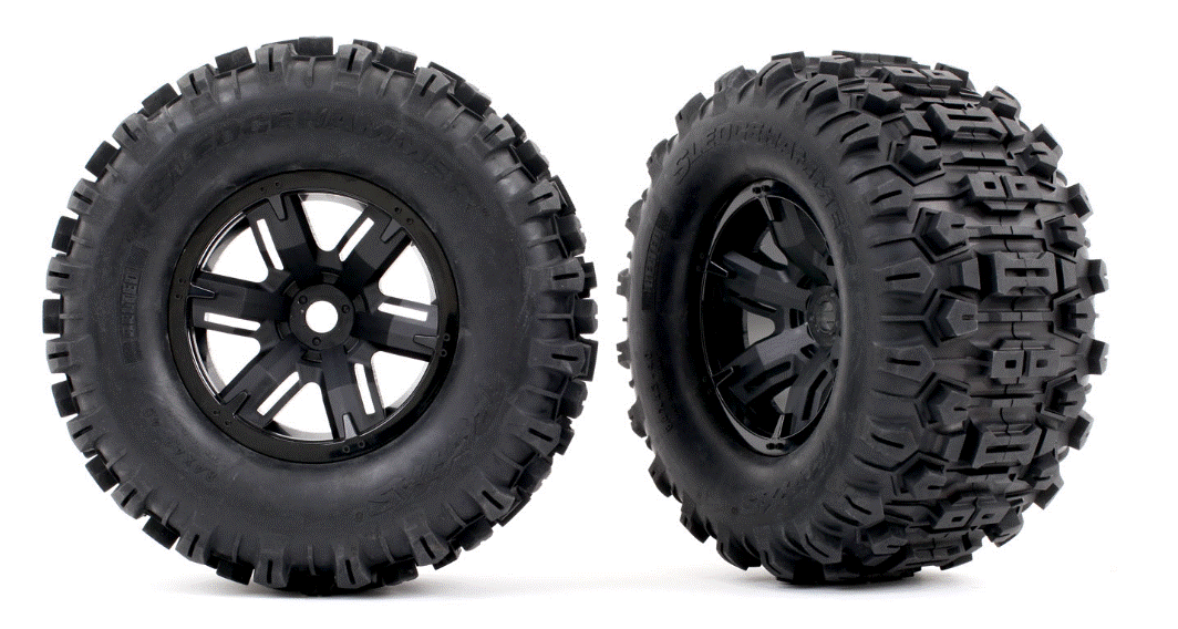 TRA7871 TIRES AND WHEELS XMAXX BLACK WHEEL SLEDGEHAMMER BELTED (2 ...